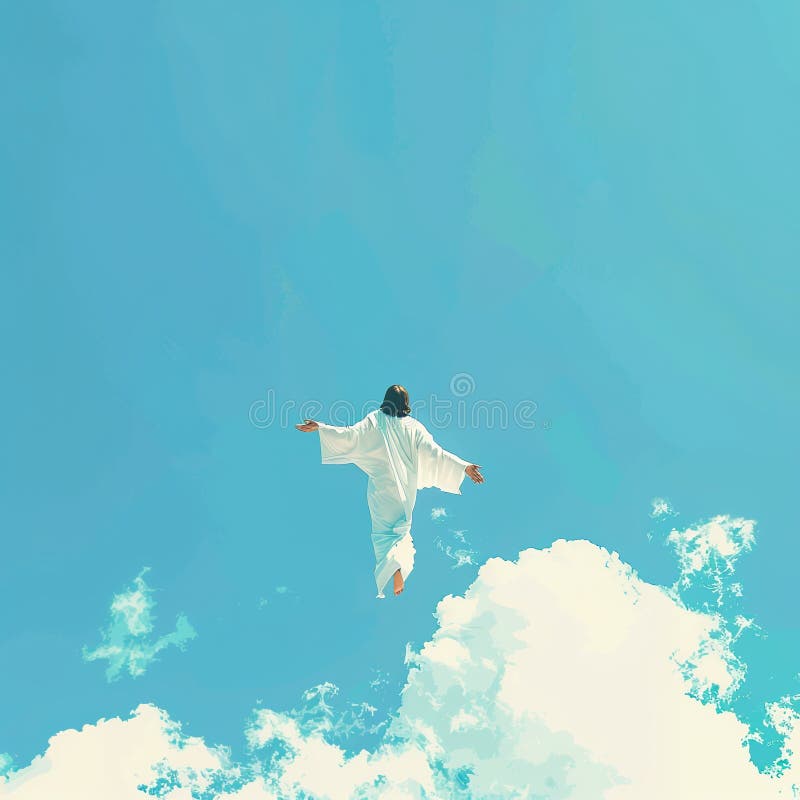 Artistic Illustration of Resurrected Jesus Christ Ascending Towards Sky ... Artistic Illustration of Resurrected Jesus Christ Ascending Towards Sky ...