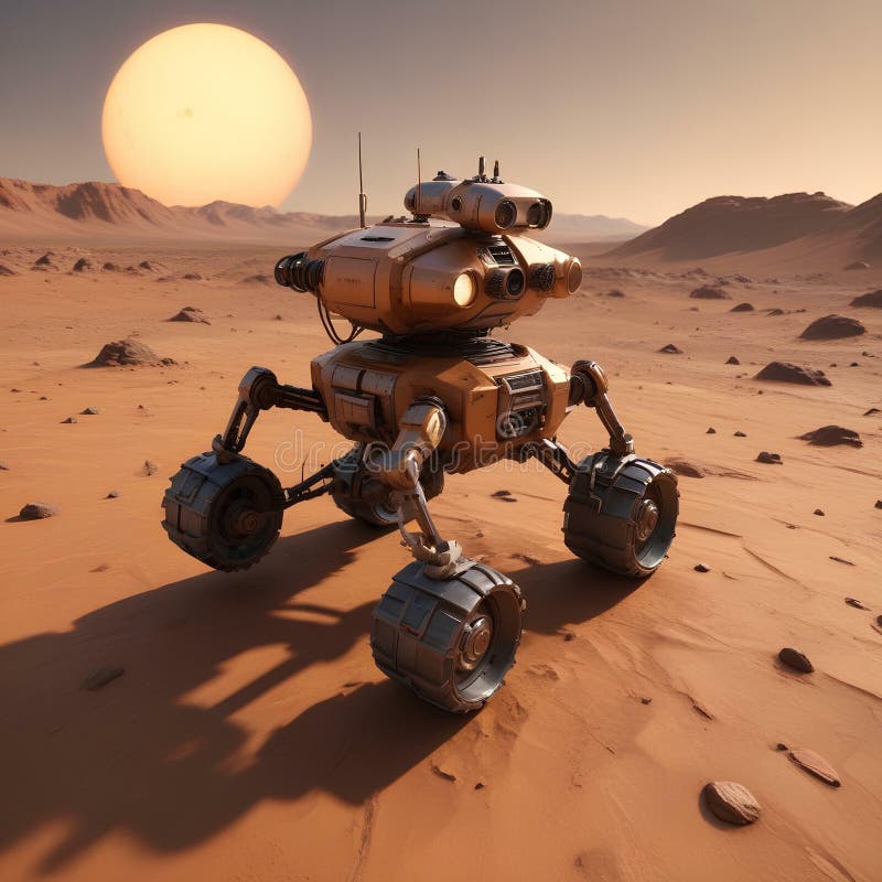 Artistic Illustration of a Robot on Mars Stock Illustration ...