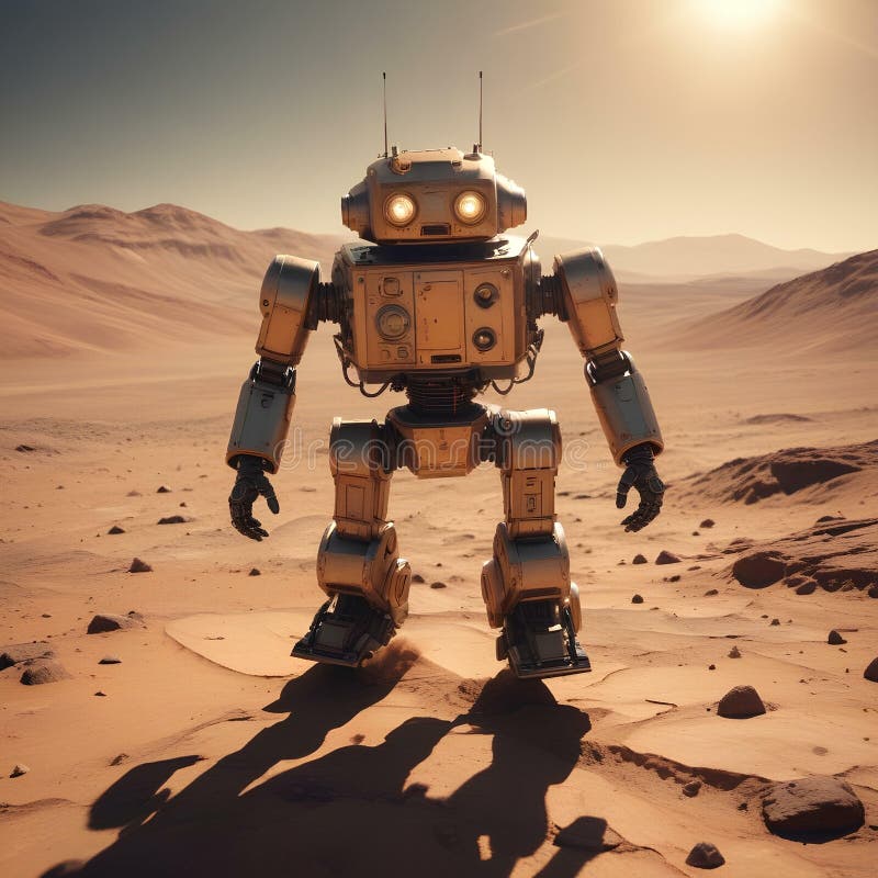 Artistic Illustration of a Robot on Mars Stock Illustration ...