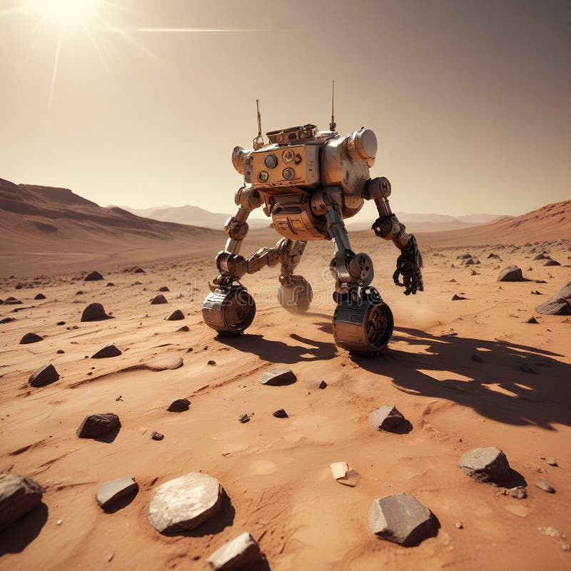 Artistic Illustration of a Robot on Mars Stock Illustration ...