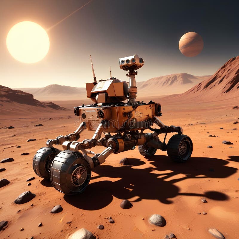 Artistic Illustration of a Robot on Mars Stock Illustration ...