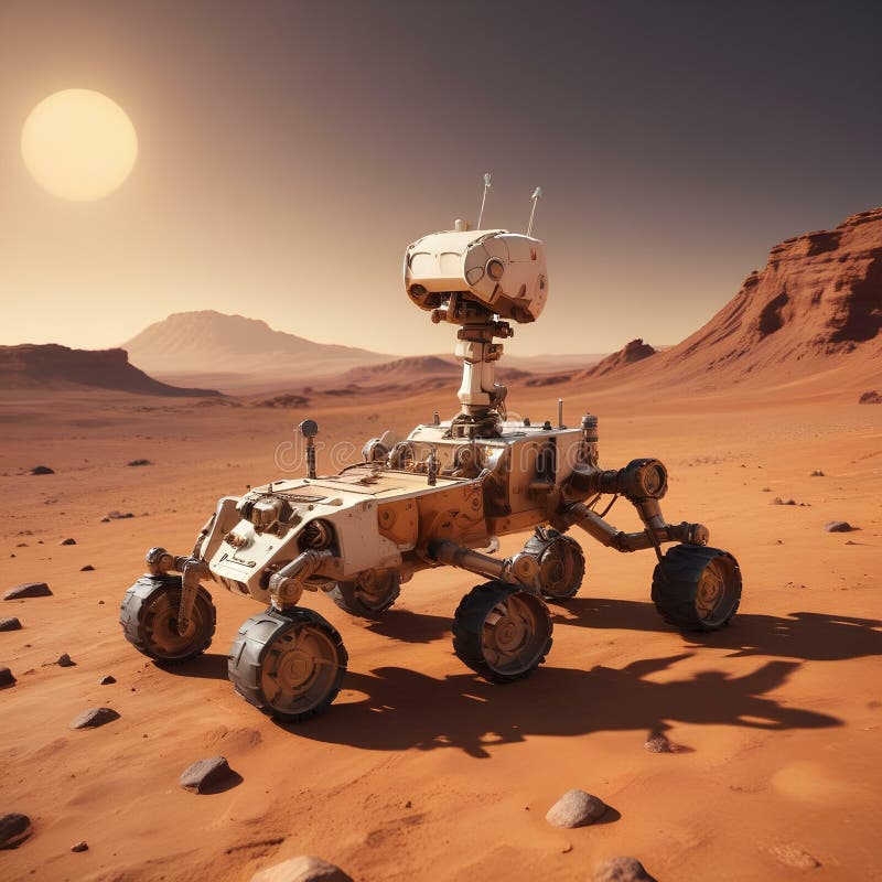 Artistic Illustration of a Robot on Mars Stock Illustration ...