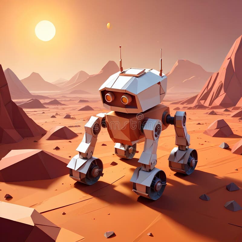 Artistic Illustration of a Robot on Mars Stock Illustration ...