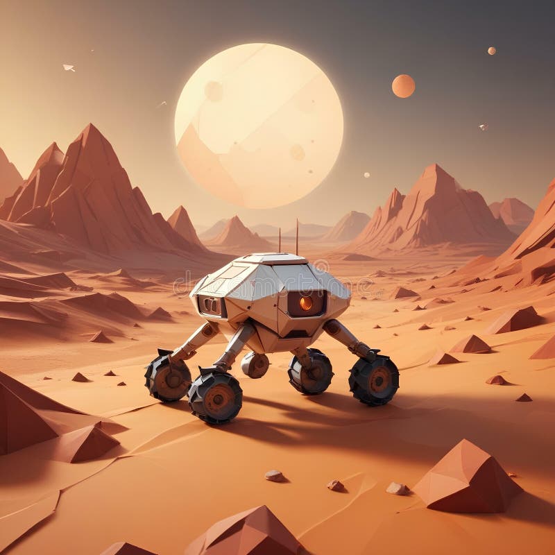 Artistic Illustration of a Robot on Mars Stock Illustration ...