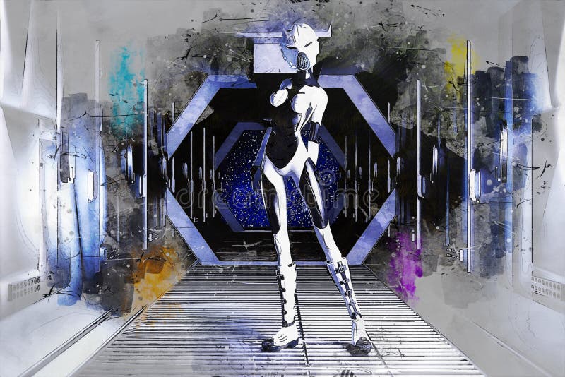 Illustration of a Science Fiction Scene Stock Image - Image of ...