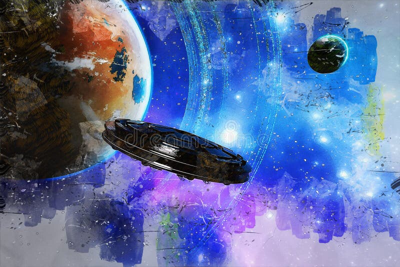 Illustration of a Science Fiction Scene Stock Photo - Image of fantasy ...