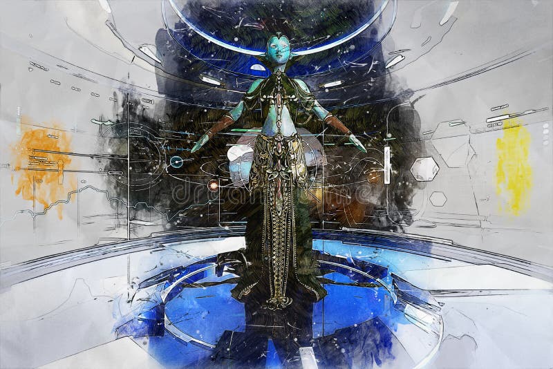 Illustration of a Science Fiction Scene Stock Photo - Image of ...