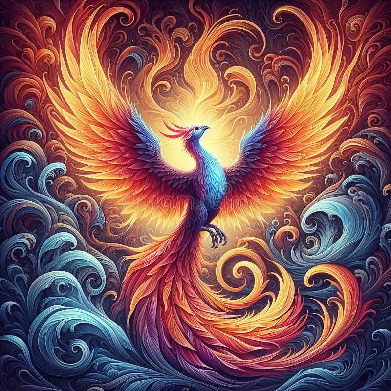 An Artistic Illustration Showcasing the Mythical Phoenix in Radiant ...