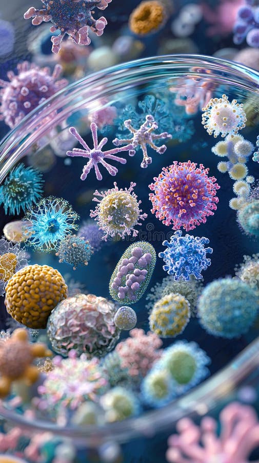 An Artistic Illustration Showcasing Various Pathogens, Providing an ...