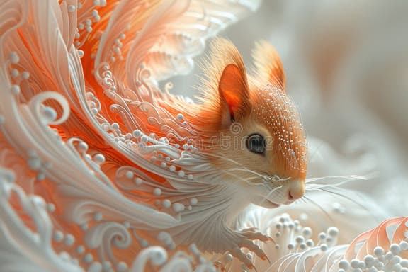 Artistic Illustration of a Squirrel and Waves. Generative AI Stock ...