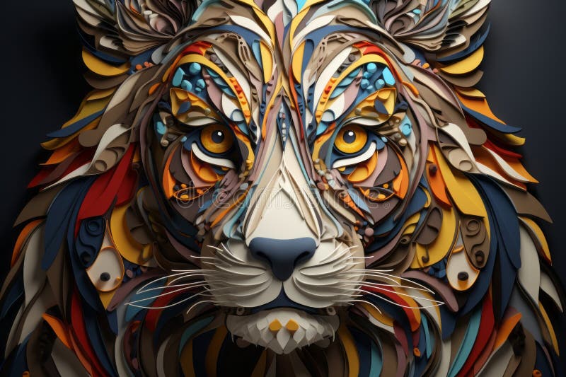 An Artistic Illustration of a Tiger Made Out of Paper Stock ...