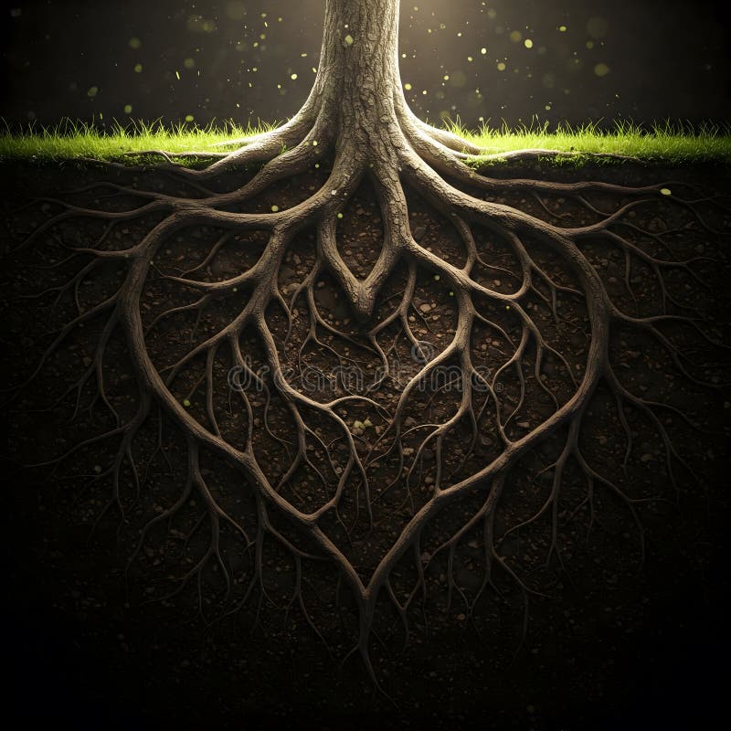 An Artistic Illustration of a Tree S Roots Forming a Heart Shape ...