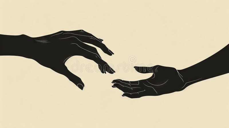 Artistic Illustration of Two Hands Reaching Out Expressing Connection ...