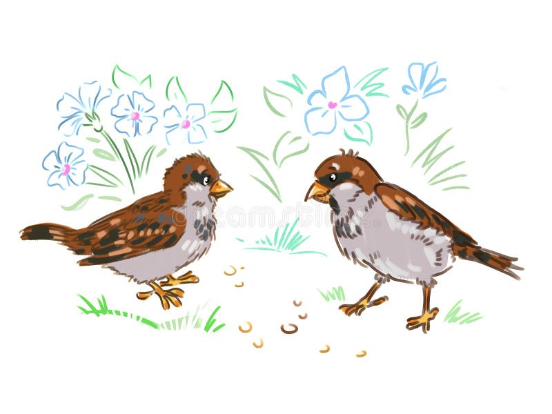 Two sparrows stock vector. Illustration of nature, background - 20714800