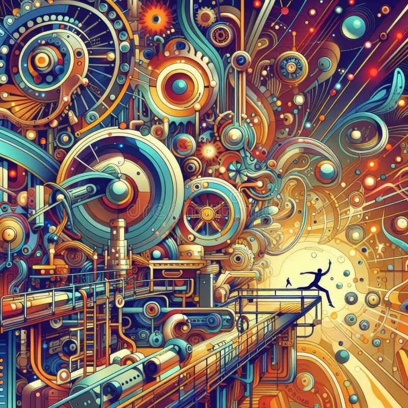 Artistic Illustration Vector Style of Humans and AI Robots Coexisting ...