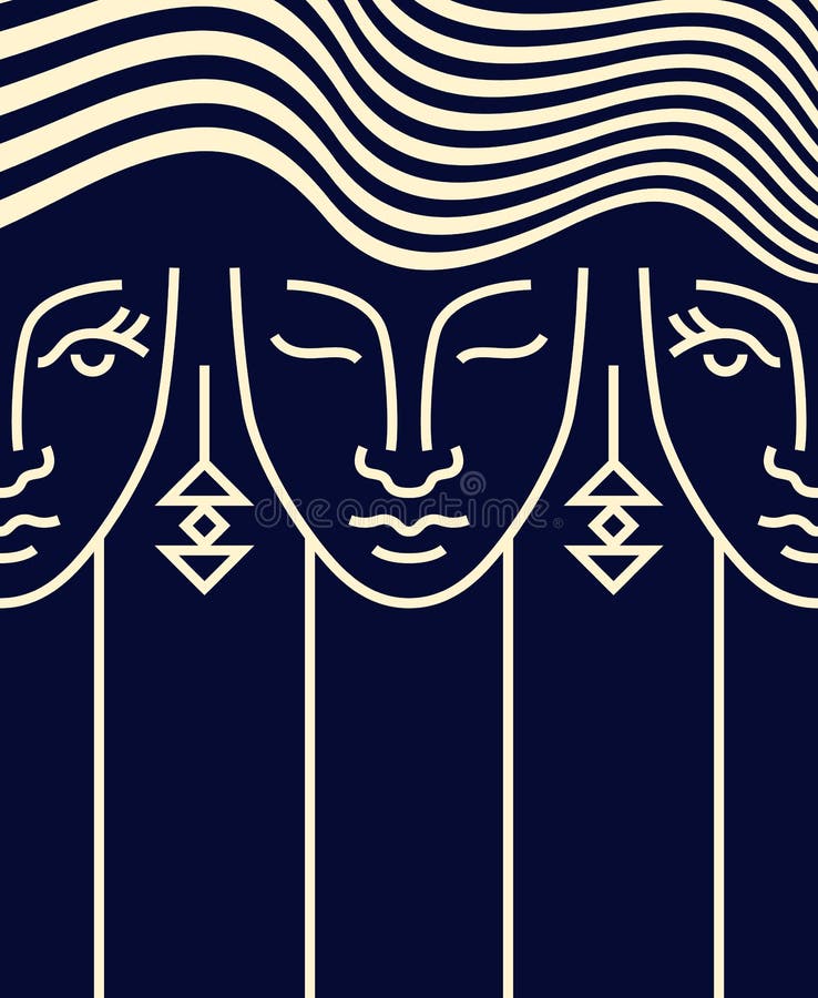 Artistic Illustration of a Woman Face. Linear Drawing of a Human Head ...