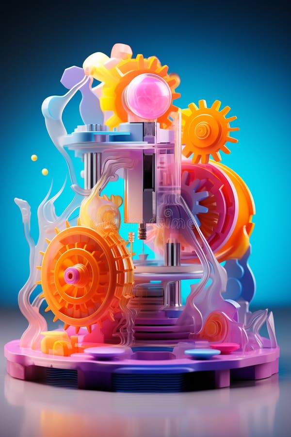 Artistic Image of 3D Printing Process Against a Colorful Backdrop Stock ...