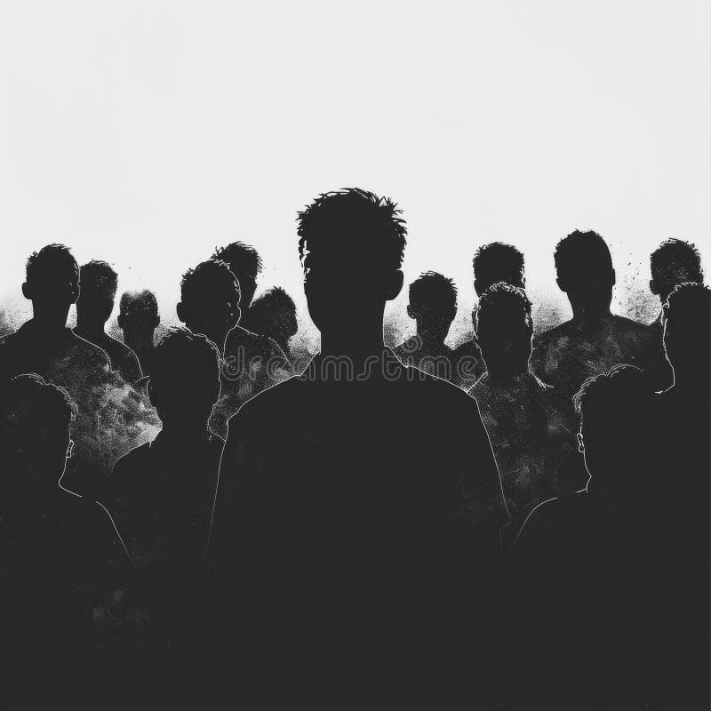 Silhouettes of a Crowd Against a Light Background. Conceptual Image ...