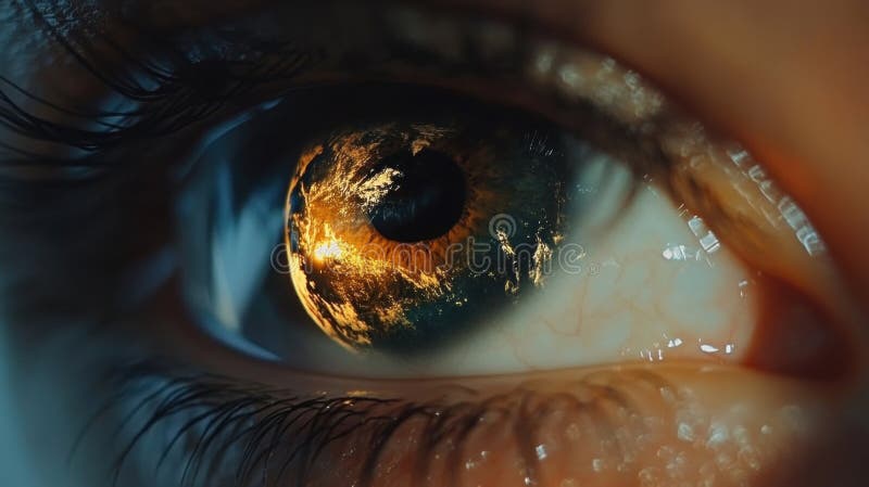 Artistic Image of an Eye Reflecting the Planet Earth Stock Illustration ...