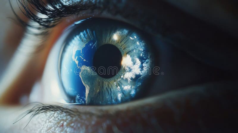 Artistic Image of an Eye Reflecting the Planet Earth Stock Illustration ...