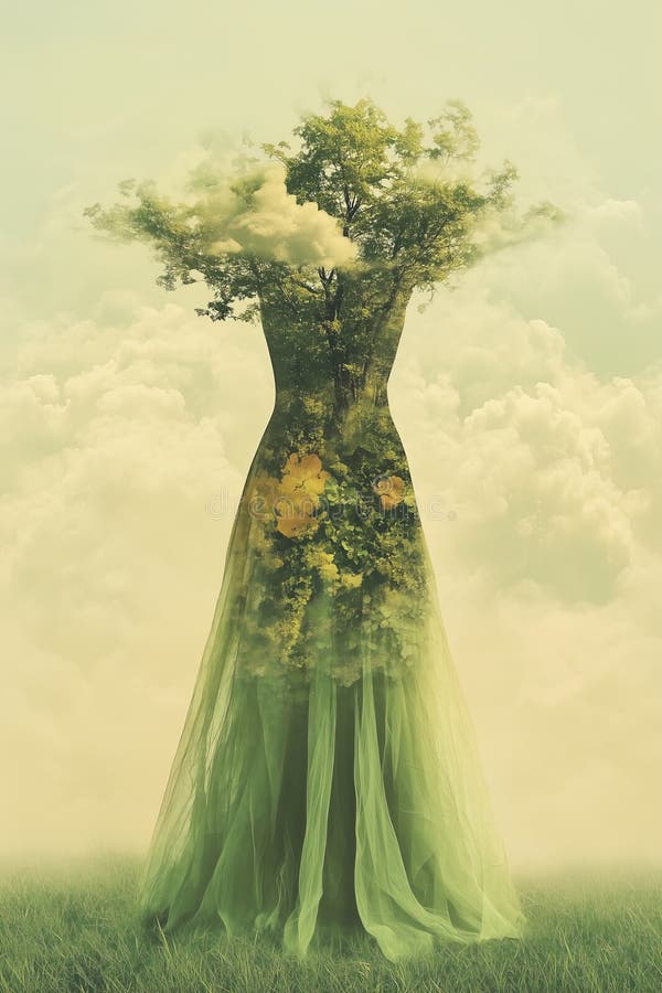 A Mystical Dress Merging with Nature, Creating a Serene and Dreamy ...