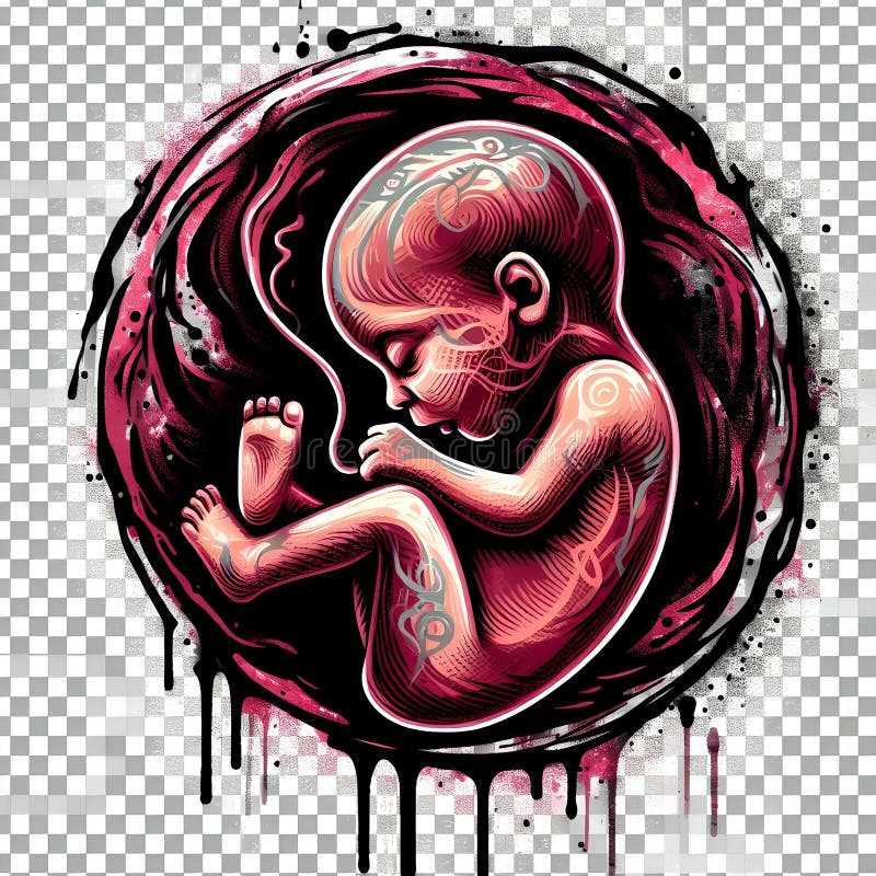 Artistic image of a fetus stock illustration. Illustration of text ...
