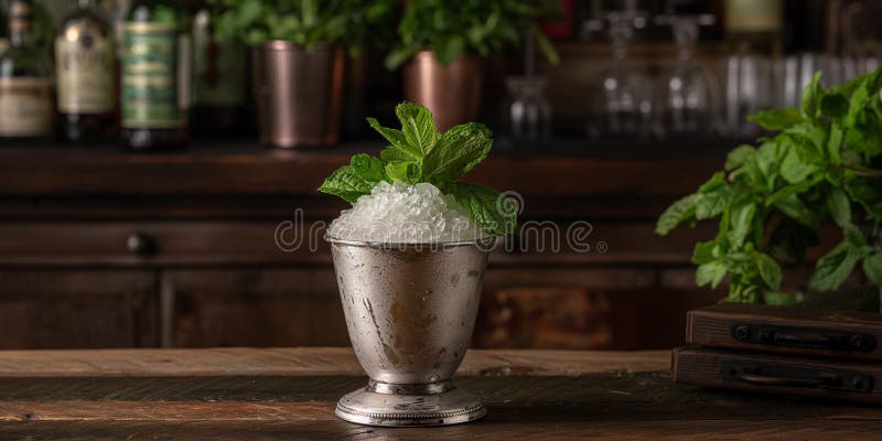An Artistic Image of an Herbal Mint Julep, Presented in a Traditional ...