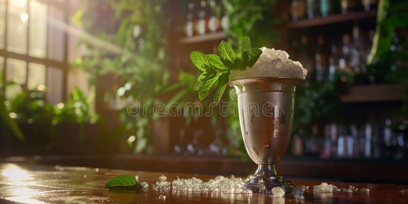 An Artistic Image of an Herbal Mint Julep, Presented in a Traditional ...