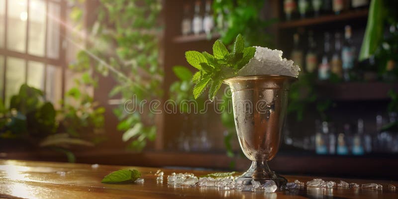 An Artistic Image of an Herbal Mint Julep, Presented in a Traditional ...