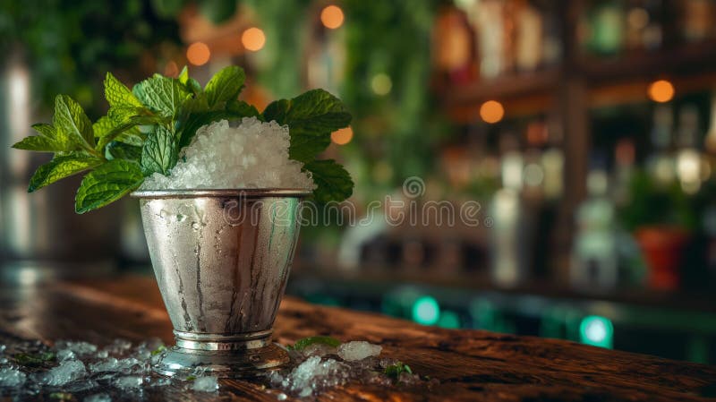 An Artistic Image of an Herbal Mint Julep, Presented in a Traditional ...