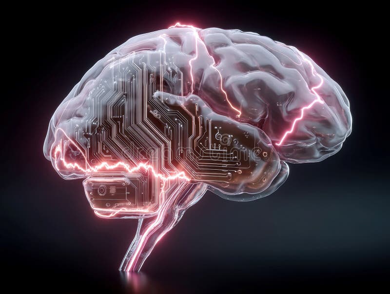 An Artistic Image Portraying a Brain with Circuit Board Patterns ...