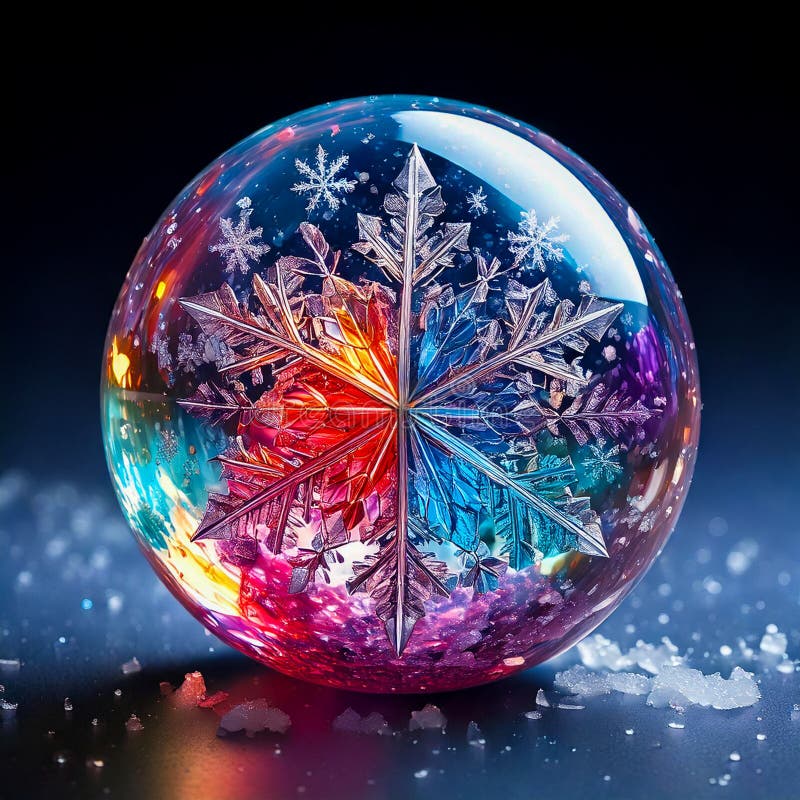 An Artistic Concept Photo of a Snowflake in a Glass Dome Stock ...