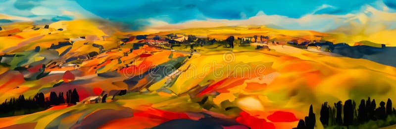 An Abstract Image Inspired by a Country Landscape Showing Fields, Hills ...