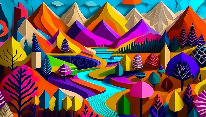 An Colourful Abstract Art Piece of Cut Out Pattern Shapes Stock ...