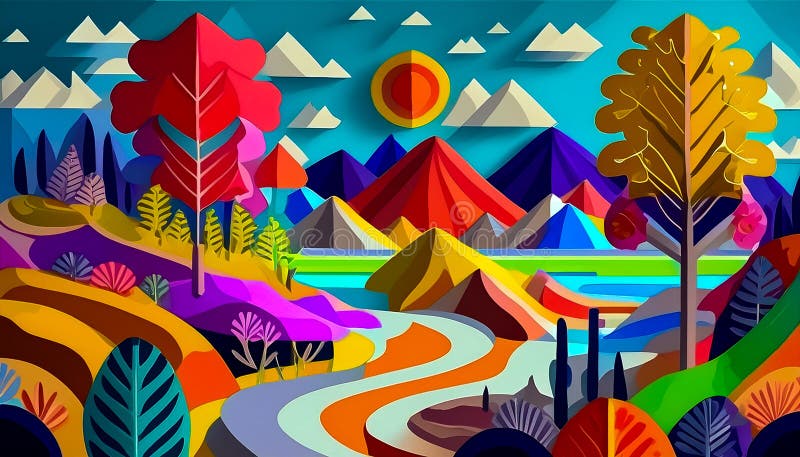 An Colourful Abstract Art Piece of Cut Out Pattern Shapes Stock ...