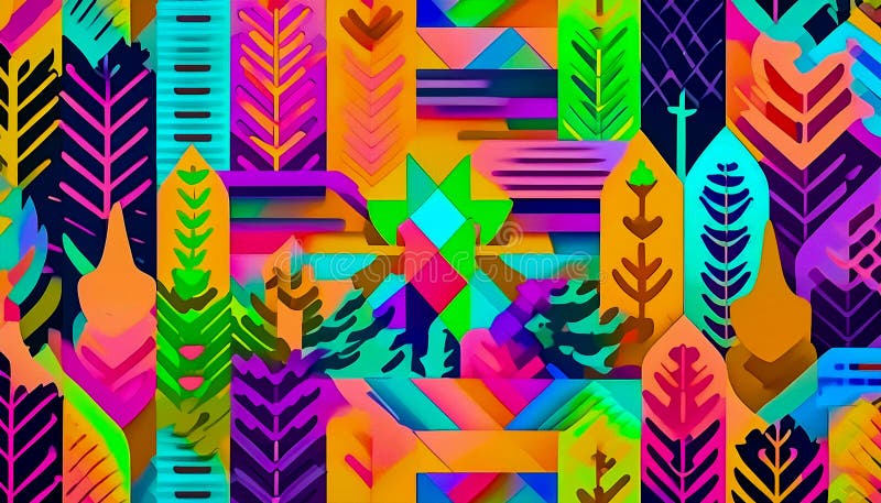 An Colourful Abstract Art Piece of Cut Out Pattern Shapes Stock ...