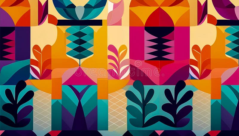 An Colourful Abstract Art Piece of Cut Out Pattern Shapes Stock ...