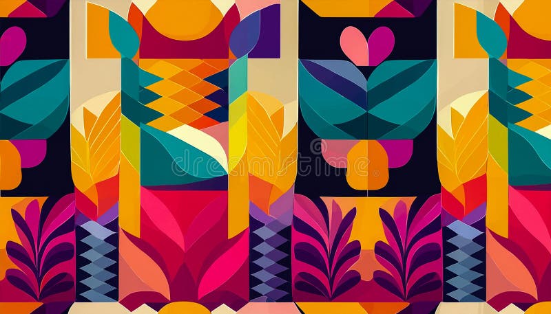 An Colourful Abstract Art Piece of Cut Out Pattern Shapes Stock ...