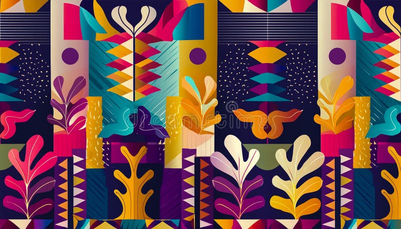 An Colourful Abstract Art Piece of Cut Out Pattern Shapes Stock ...