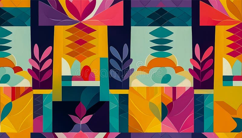 An Colourful Abstract Art Piece of Cut Out Pattern Shapes Stock ...