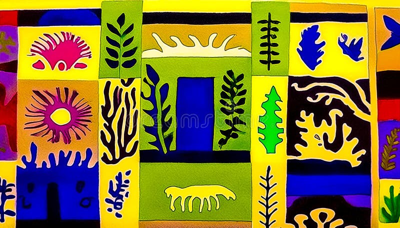 An Colourful Abstract Art Piece of Cut Out Shapes Stock Illustration ...