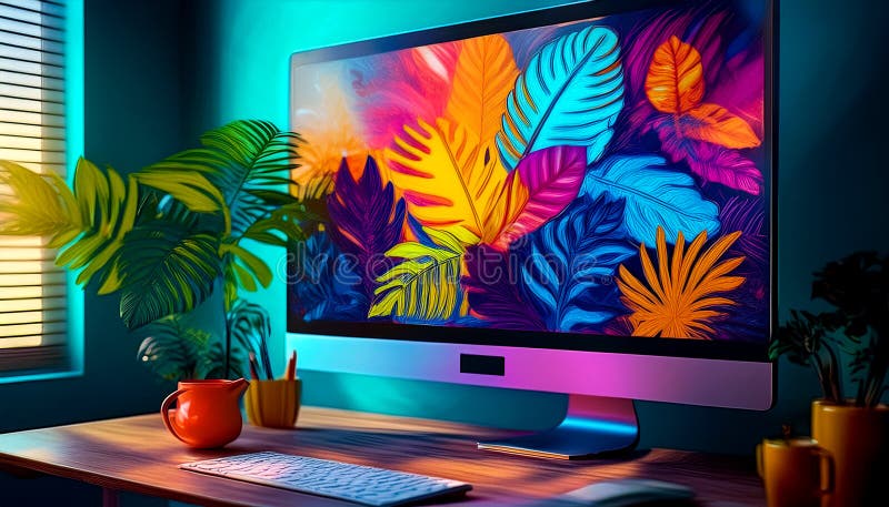 An Artistic Studio Showing a Computer Screen Image Which is Reflected ...