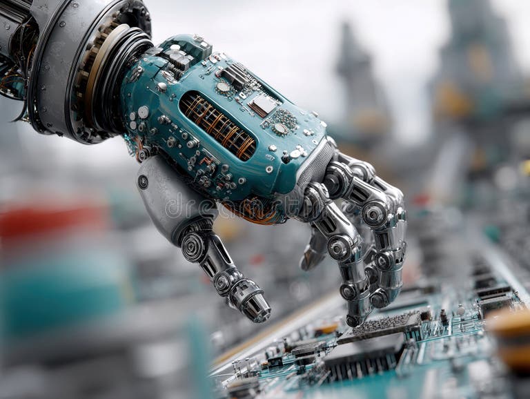 An Artistic Image Showcases a Precision Robotic Arm Assembling or ...