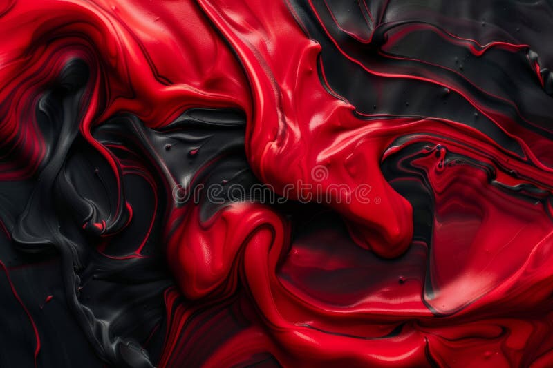 Artistic Image of Swirling Red and Black Liquid, Creating a Dynamic and Abstract Composition ...