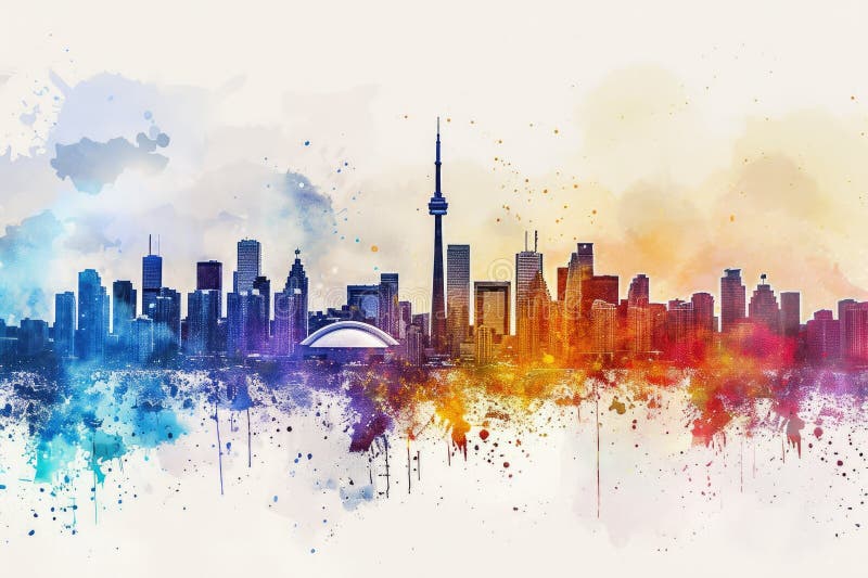 Artistic Impressions of Toronto S Cityscape. Stock Illustration ...