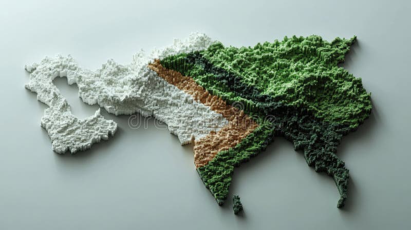 Artistic Indian Flag Design Blended into a Creative Map of India Stock ...