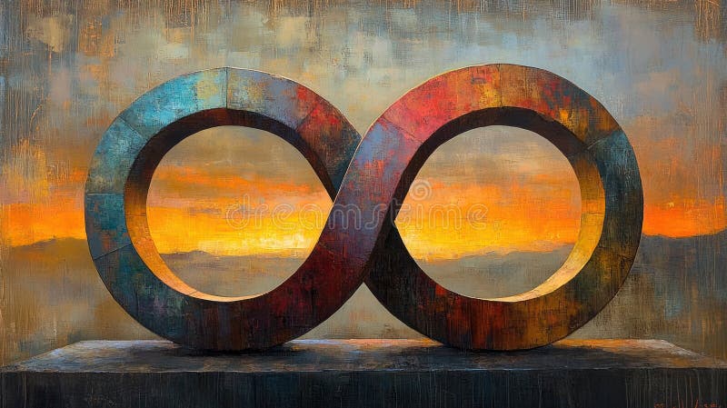 An Artistic Infinity Symbol Against a Vibrant Sunset Backdrop Stock ...