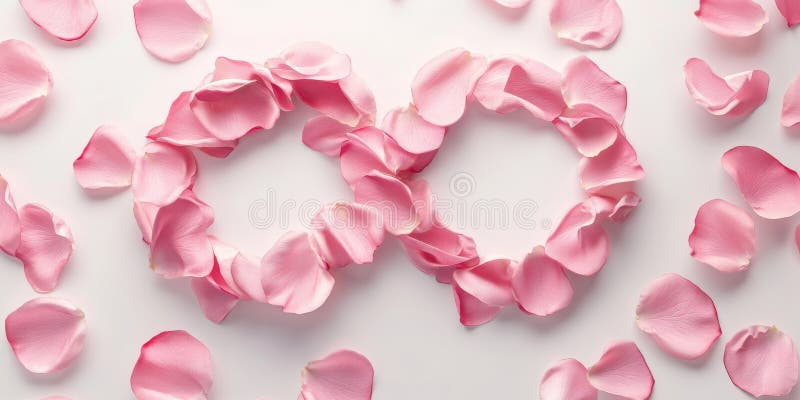 Artistic Infinity Symbol of Pink Rose Petals Surrounded by Scattered ...
