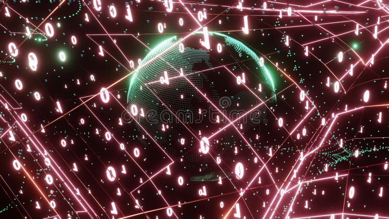 Artistic Infographics Binary Numbers Rotation Tunnel. Technology ...