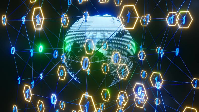Artistic Infographics Binary Numbers Rotation Tunnel. Technology ...